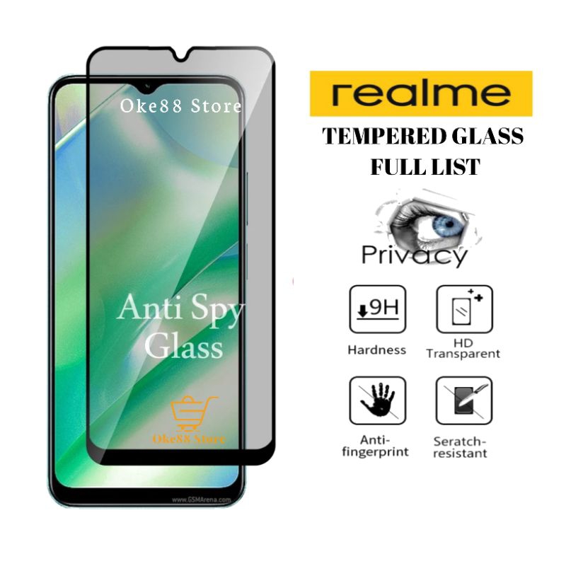 Jual Tempered Glass Anti Spy Full Layar Realme C25 C25y C25s C21 C21y C20 C20a C17 C15 C12 C11 ...
