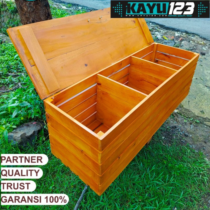 Jual Wooden Crate 120x40x40 cm Sekat 3 Dalam Kotak Kayu Storage Box ...