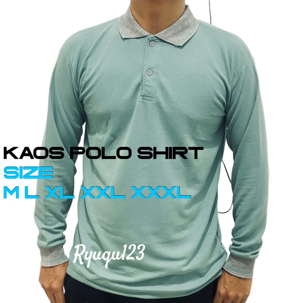 Jual Kaos Krah Polo Shirt Polos Lengan Panjang Dewasa Unisex M L XL XXL ...