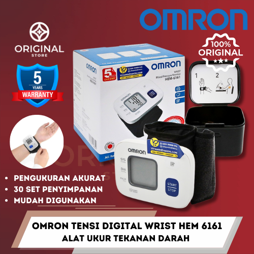 Jual Original Tensimeter Omron Wrist Blood Pressure Monitor HEM-6161 ...