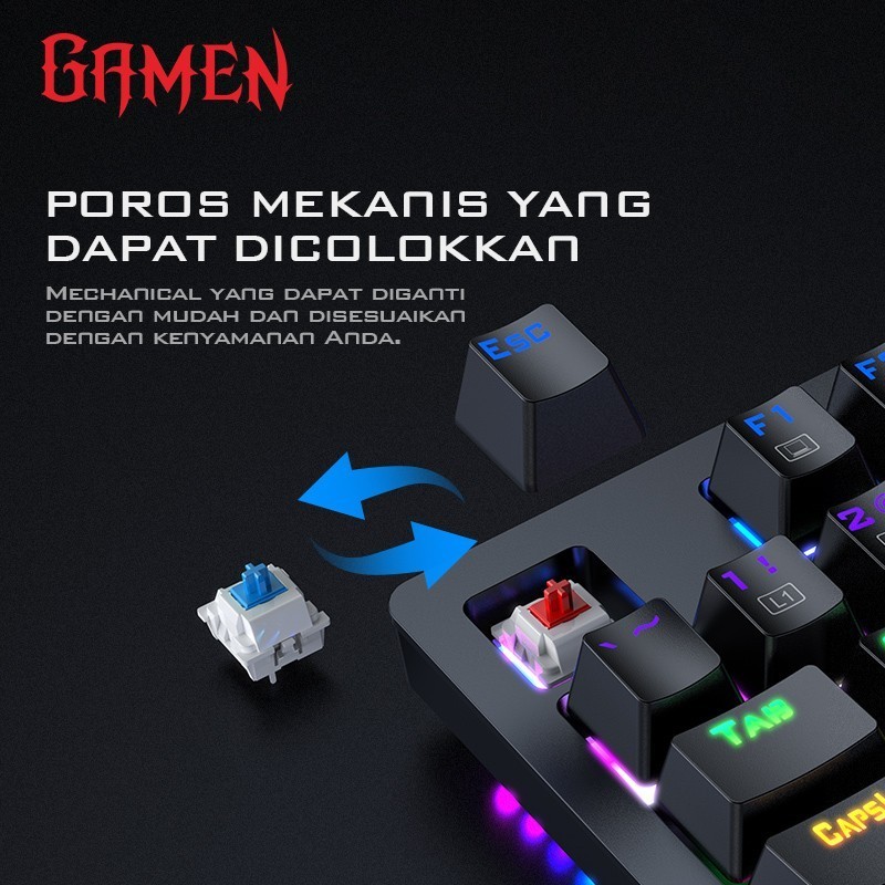 Jual Keyboard Gaming Mechanical GAMEN Titan II Pluggable Switch Blue ...