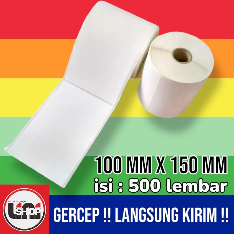 Jual Kertas Label Resi Printer Thermal Stiker Resi size A6 100 x 150 mm buat printer thermal ...