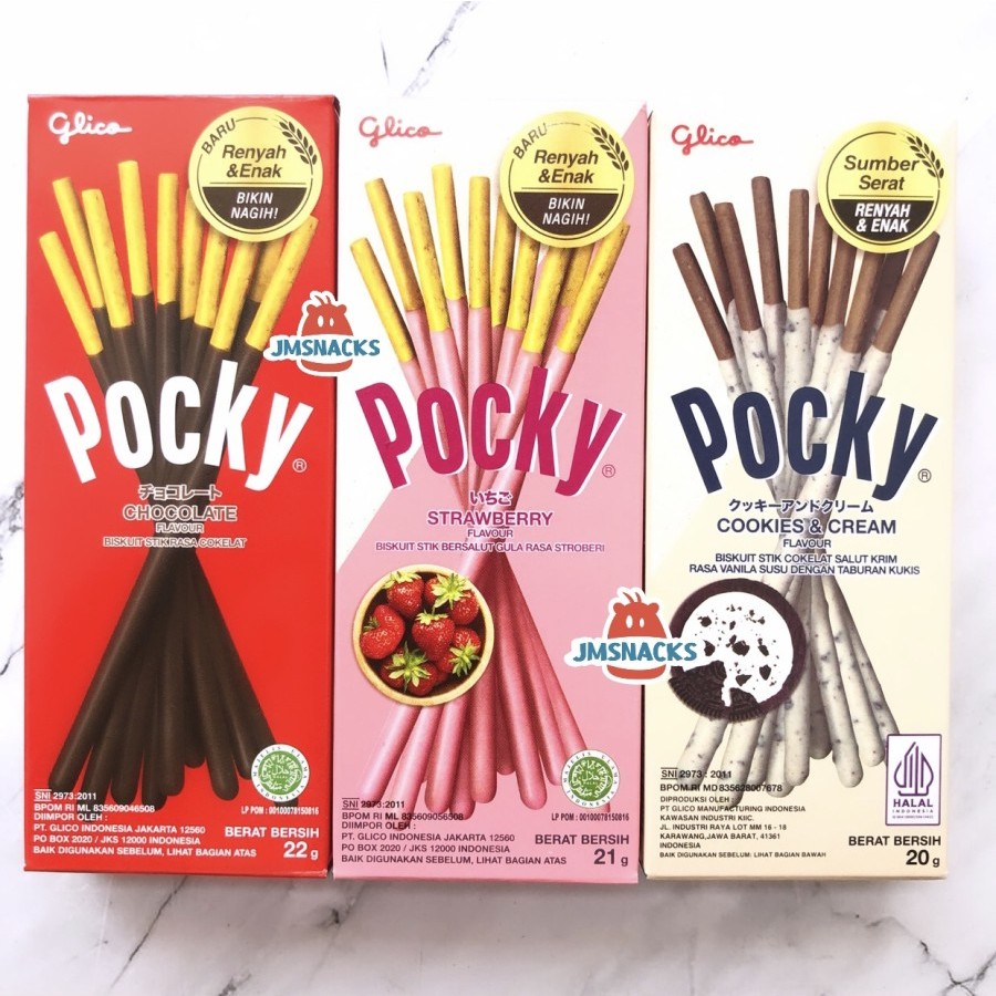 Jual Glico Pocky Mini Chocolate / Strawberry / Pocky Cookies & Cream ...