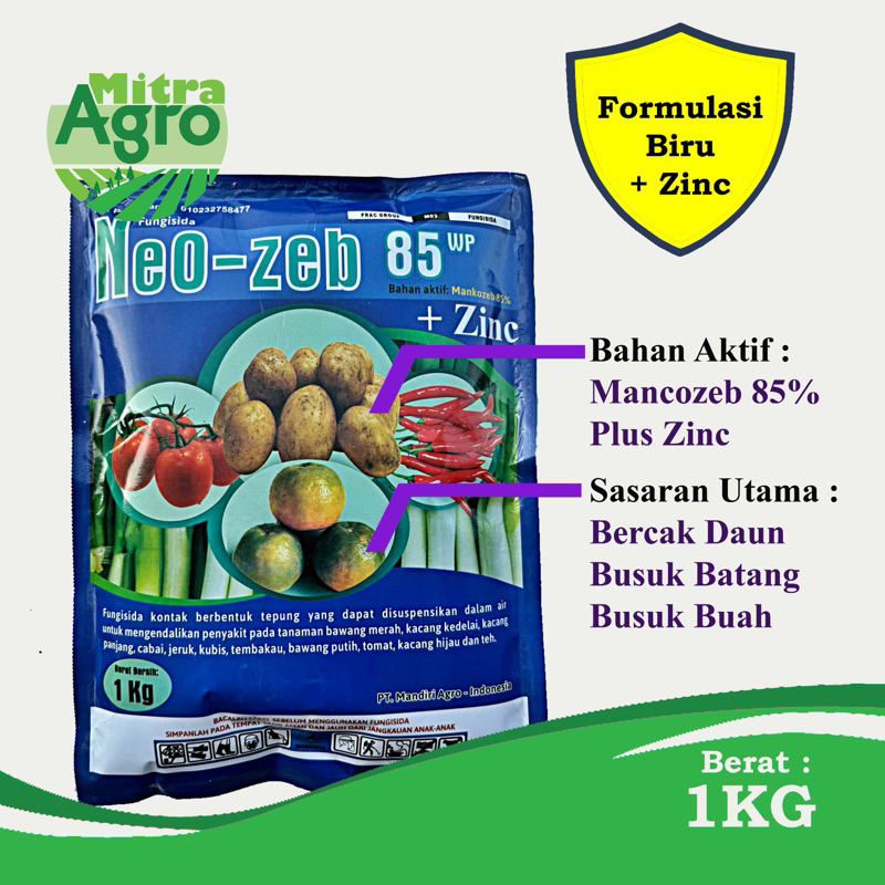 Jual fungisida neozeb biru 85wp mancozeb plus zinc | mancozeb biru ...