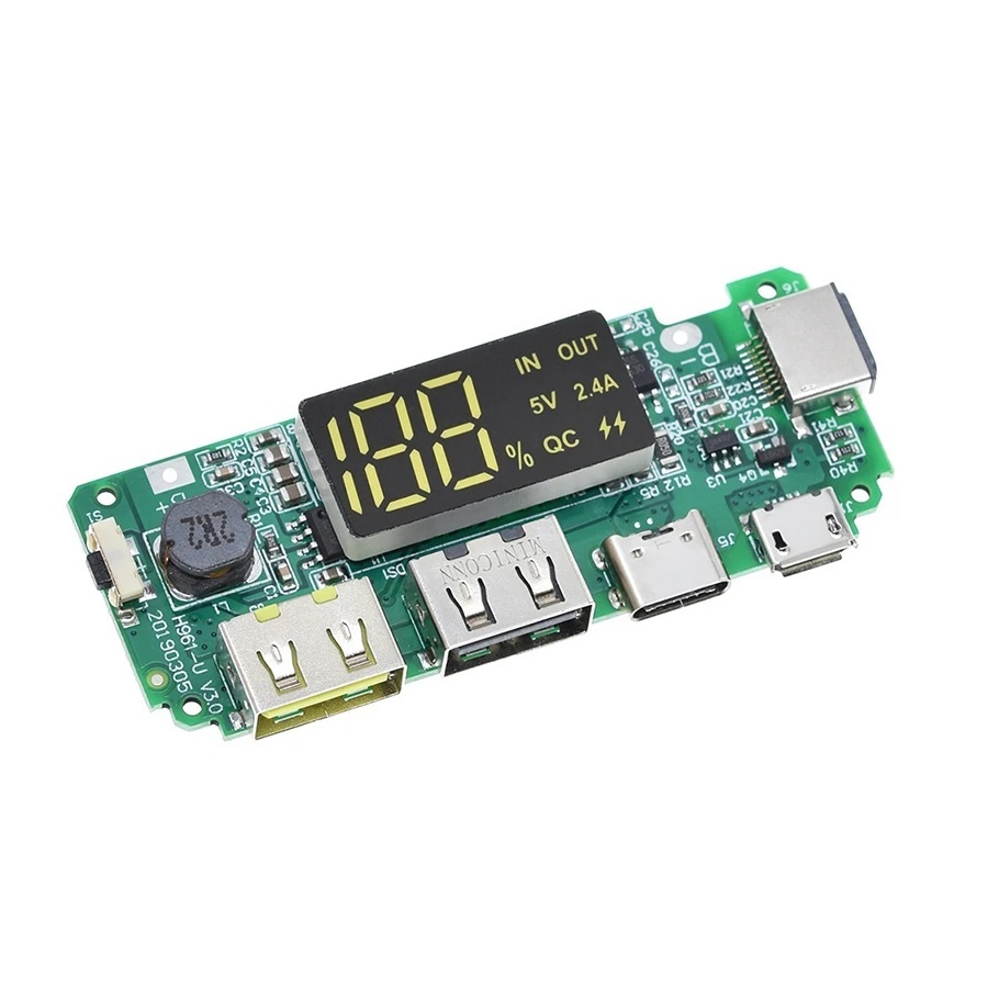 Jual Dual USB Power Bank Module LCD Micro USB Type-C Lighting 5V 2.4A ...
