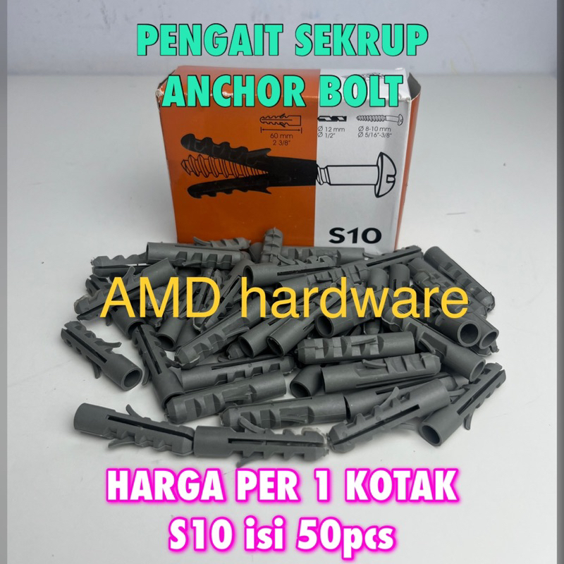 Jual PENGAIT SEKRUP EXPANSION PLUG PENAHAN BAUT ANCHOR BOLT DYNABOLT PLASTIK S6 S8 S10 S12 VISER ...