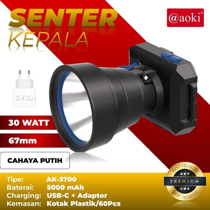 Jual READY AOKI AK-3700 Senter Kepala 30W Professional Head Lamp IP65 ...