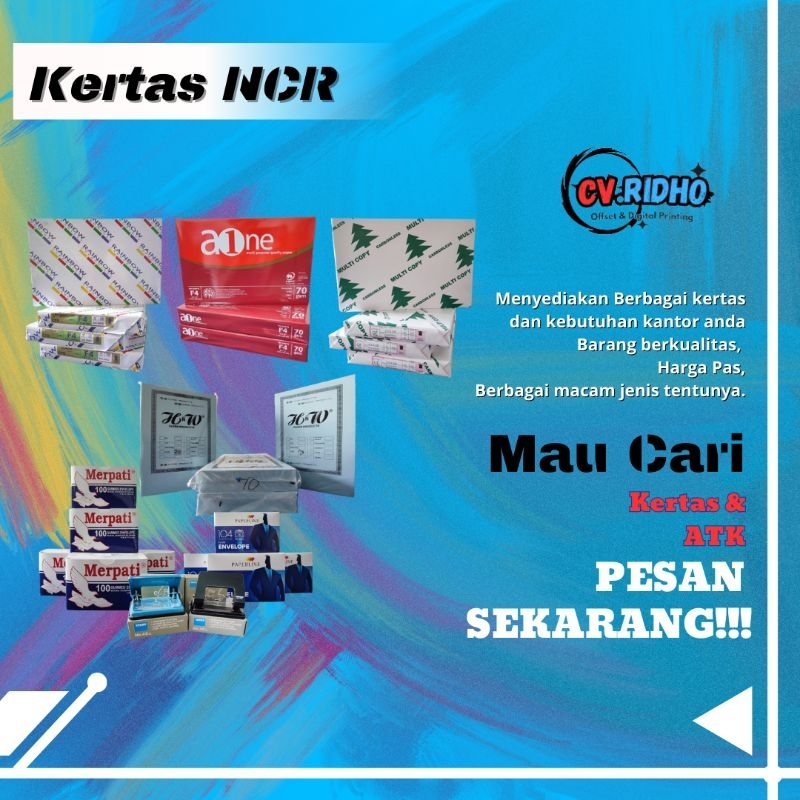 Jual Kertas NCR/Rainbow/Multi Copy/F4/Middle pink, hijau, biru, kuning ...