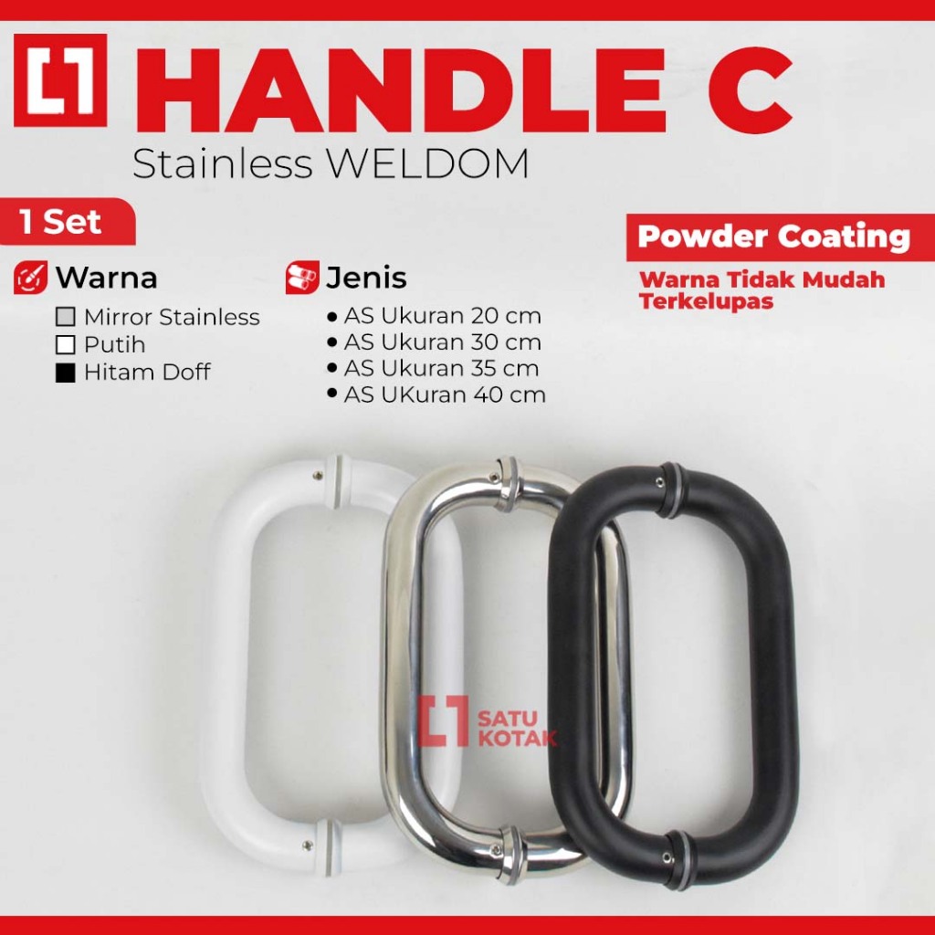 Jual WELDOM Gagang Pull Handle Pintu Kaca Aluminium Stainless AS 20/30 ...