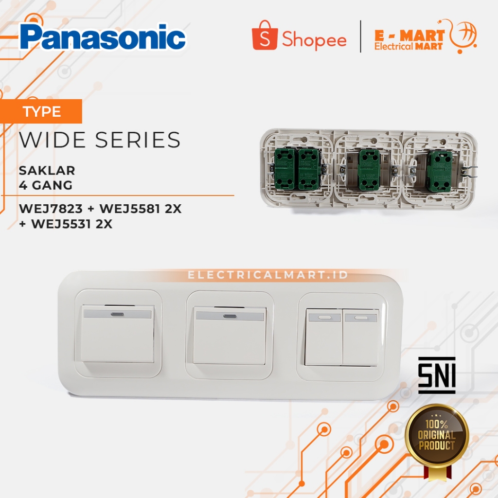 Jual Panasonic Saklar Kombinasi WEJ 2 x 5581W + WEJ 2 x 5531W Putih ...