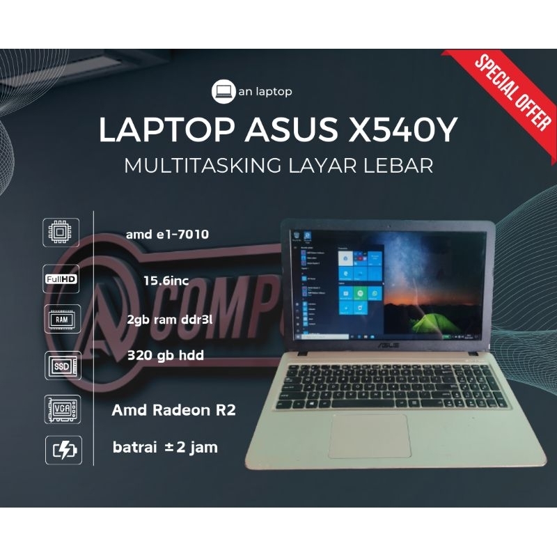 Jual Laptop Asus x540y layar lebar harga 1jt an | Shopee Indonesia