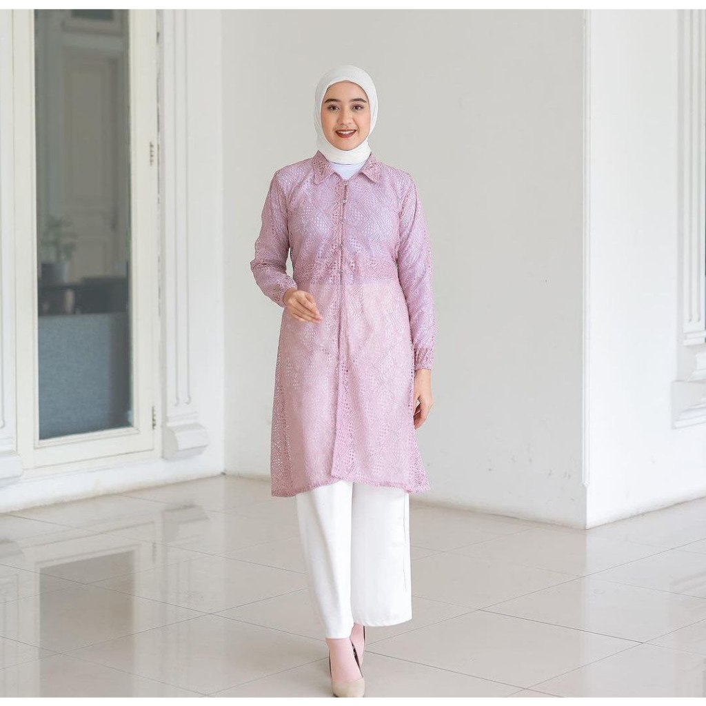 Jual Benang Raja Atasan Long Outer Brokat Lace | Shopee Indonesia