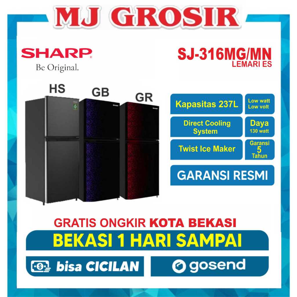 Jual KULKAS SHARP SJ 316 MG 316 MN LEMARI ES 2 PINTU SJ316MG SJ 316MG ...