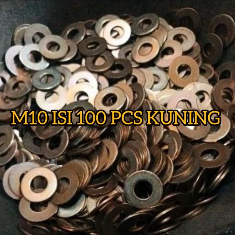 Jual RING M10 100 pcs RING plat M10 KUNING ( untuk baut Kunci 14 ...