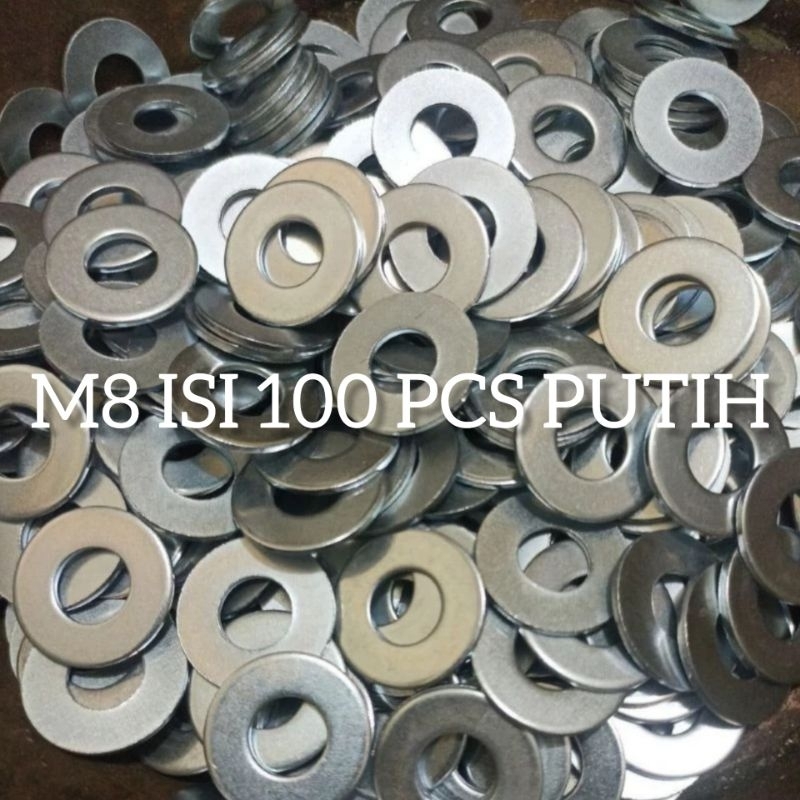 Jual RING M8 100 pcs RING plat M8 PUTIH ( untuk baut kunci 12 ...