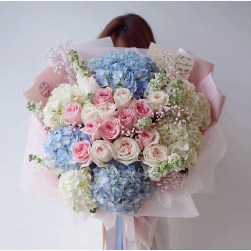 Jual Hydrangea Simple Korean Japanese Spring Bouquet Bucket Buket Bunga ...