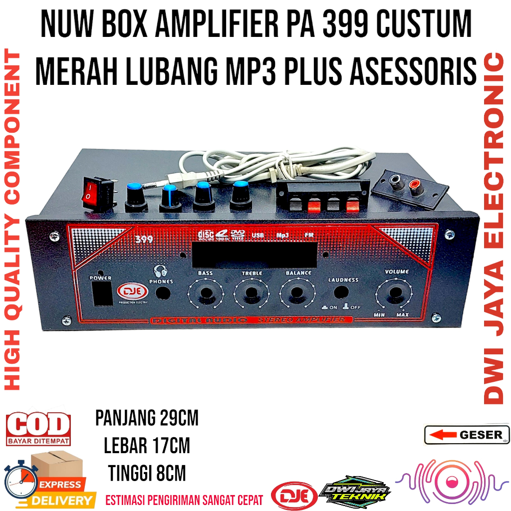 Jual Box Amplifier Nuw PA 399 Custom Merah Lubang MP3 Plus Asessoris | Shopee Indonesia
