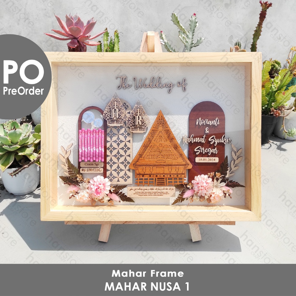 Jual PO Frame Mahar NUSA 1 Seserahan / Set Jadi Custom Mahar Rumah Adat ...