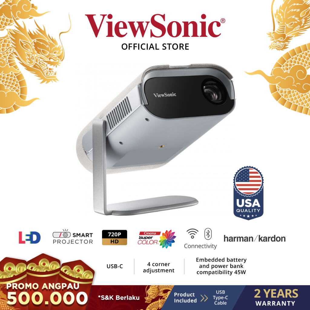 Jual ViewSonic M1 Pro Smart LED Ultimate Portable Projector | Shopee ...