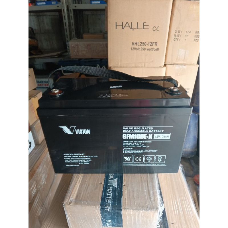 Jual battery kering VRLA VISION 6FM100E-X ( 12V 100ah ) | Shopee Indonesia