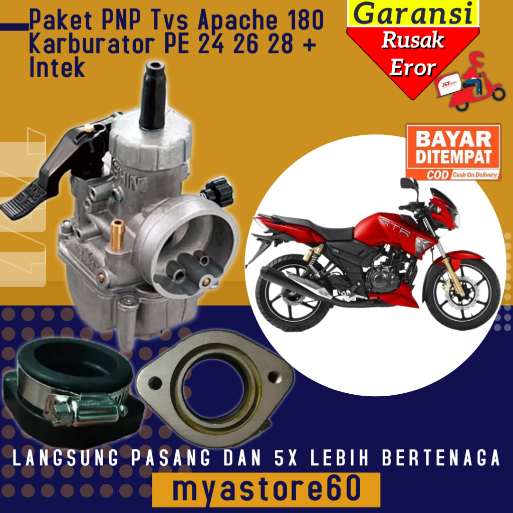 Jual Paket Tvs Apache 180 Langsung Pasang!!! Karburator Karbu KEIHIN PE 24 PE 26 PE 28 ...
