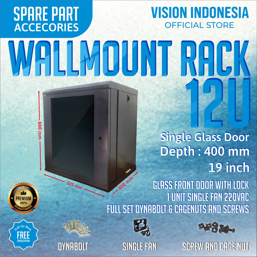 Jual Wallmount Rackmount 12U, Rak Server Single Door 12U | Shopee Indonesia