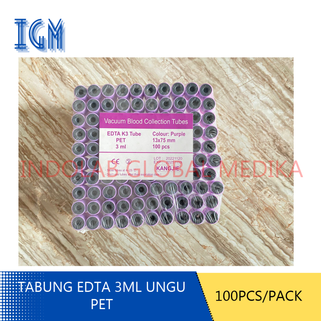Jual TABUNG DARAH K3 EDTA 3ML WARNA UNGU | VACUTAINER K3 EDTA 3ML WARNA ...