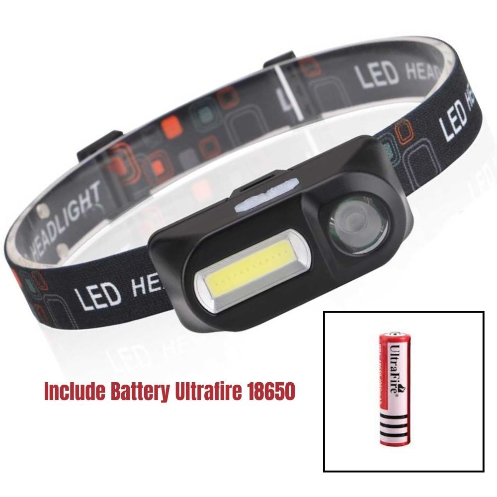 Jual Head lamp Flashlight Senter Kepala 3 Modes lampu Headlight LED COB ...