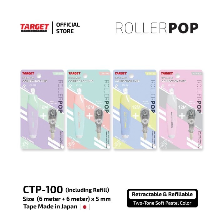 Jual Target Correction Tape Roller Pop CTP-100/200 Refillable 12mm ...