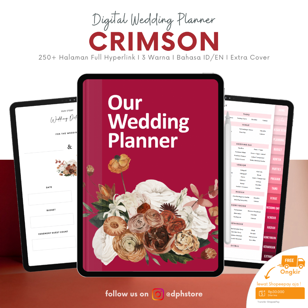 Jual Crimson DIGITAL WEDDING PLANNER HYPERLINK untuk iPad/Tablet ...