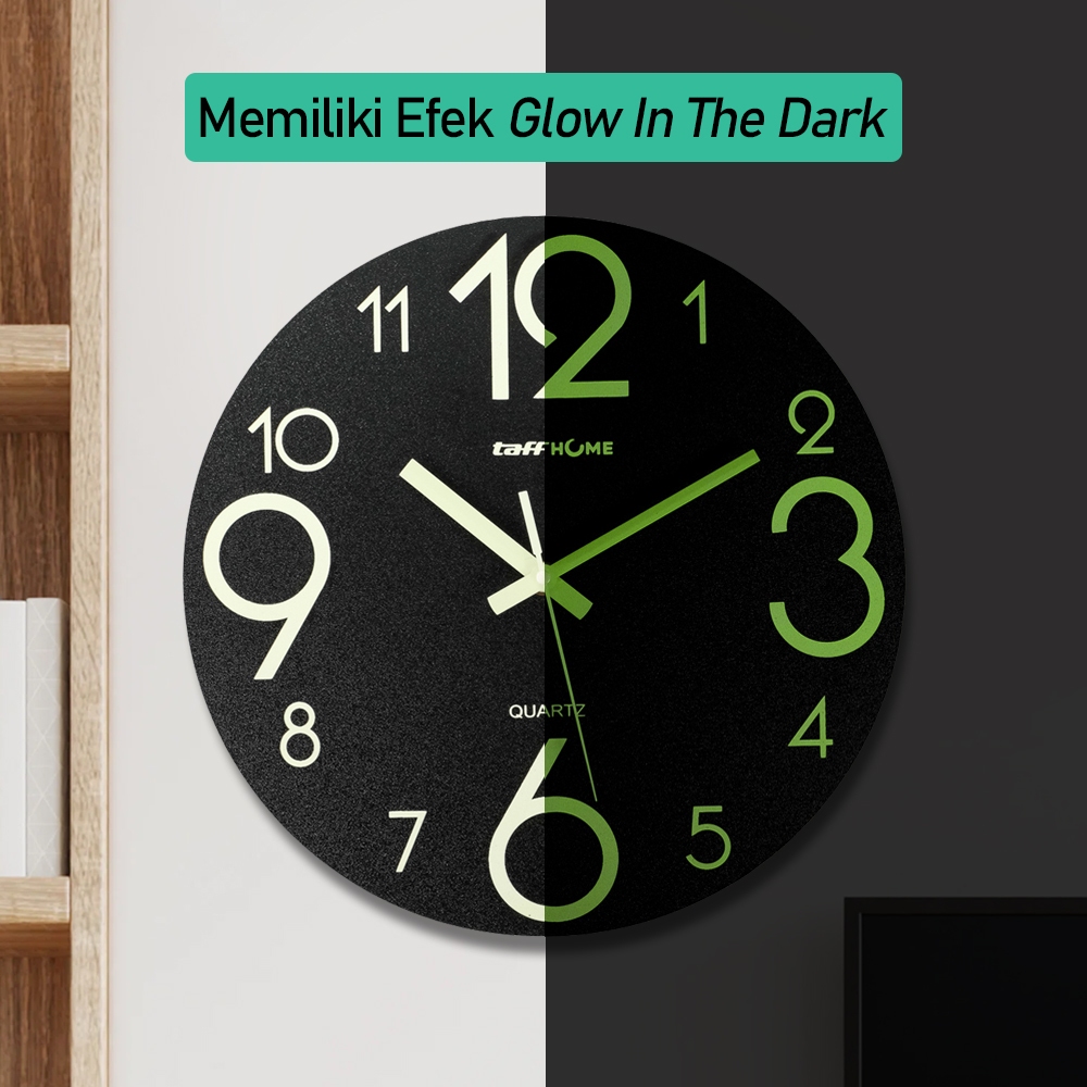 Jual TaffHOME Jam Dinding Bulat Quartz Creative Design Luminous Glow in ...