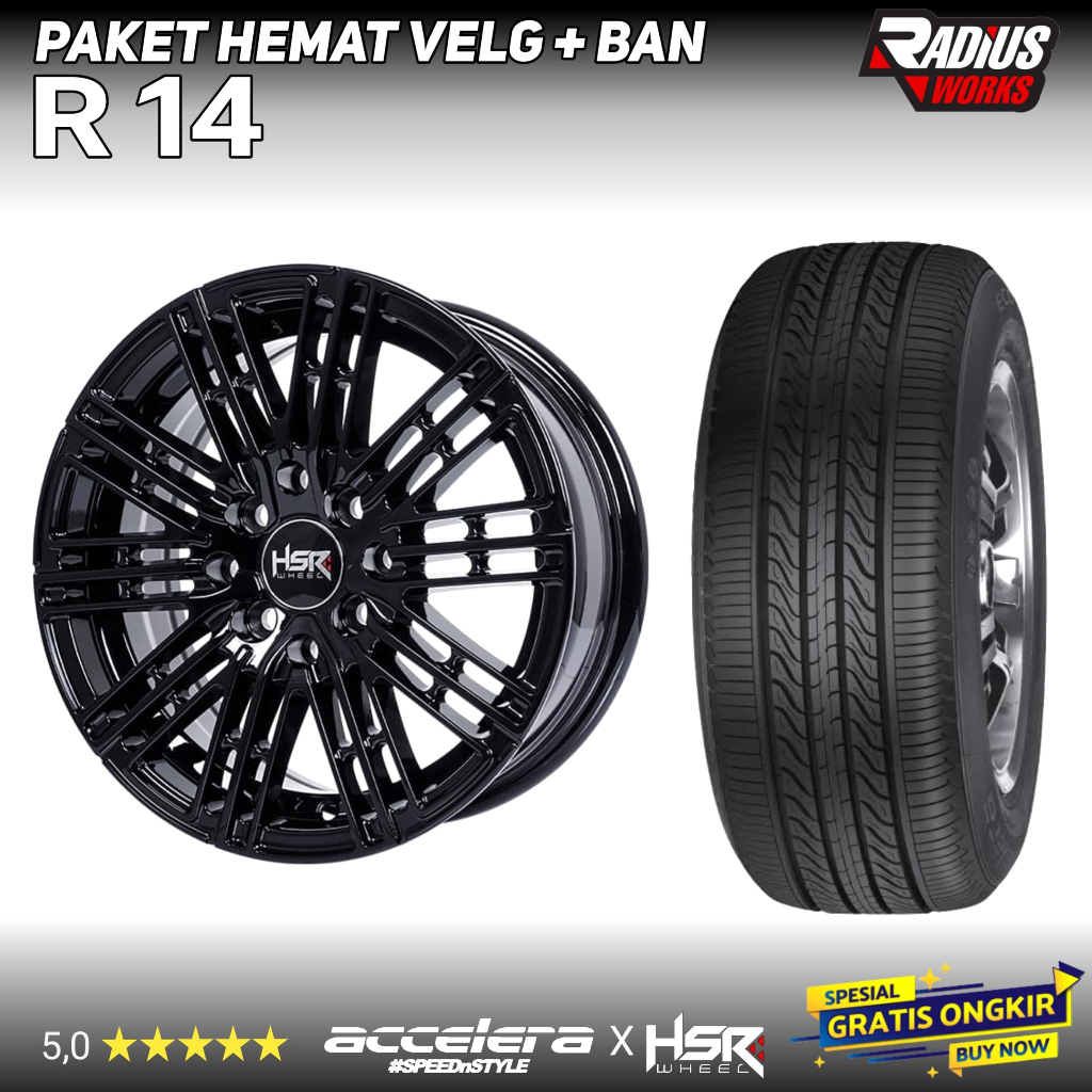 Jual paket murah velg plus ban ring 14 untuk honda brio agya sigra calya ayla dll hsr wheel ...