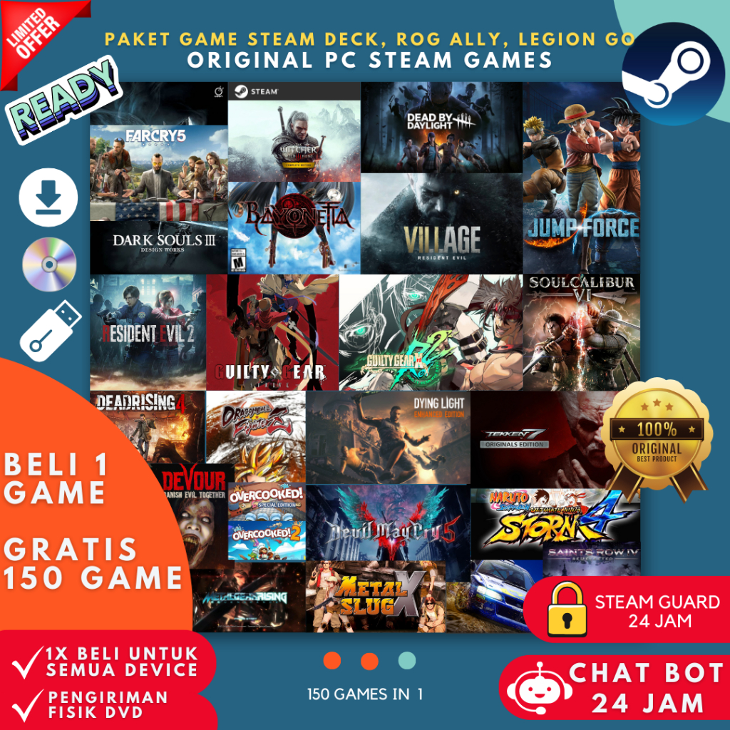 Jual 150 Games in One Steam Original PC - Support Steam Deck | Shopee ...