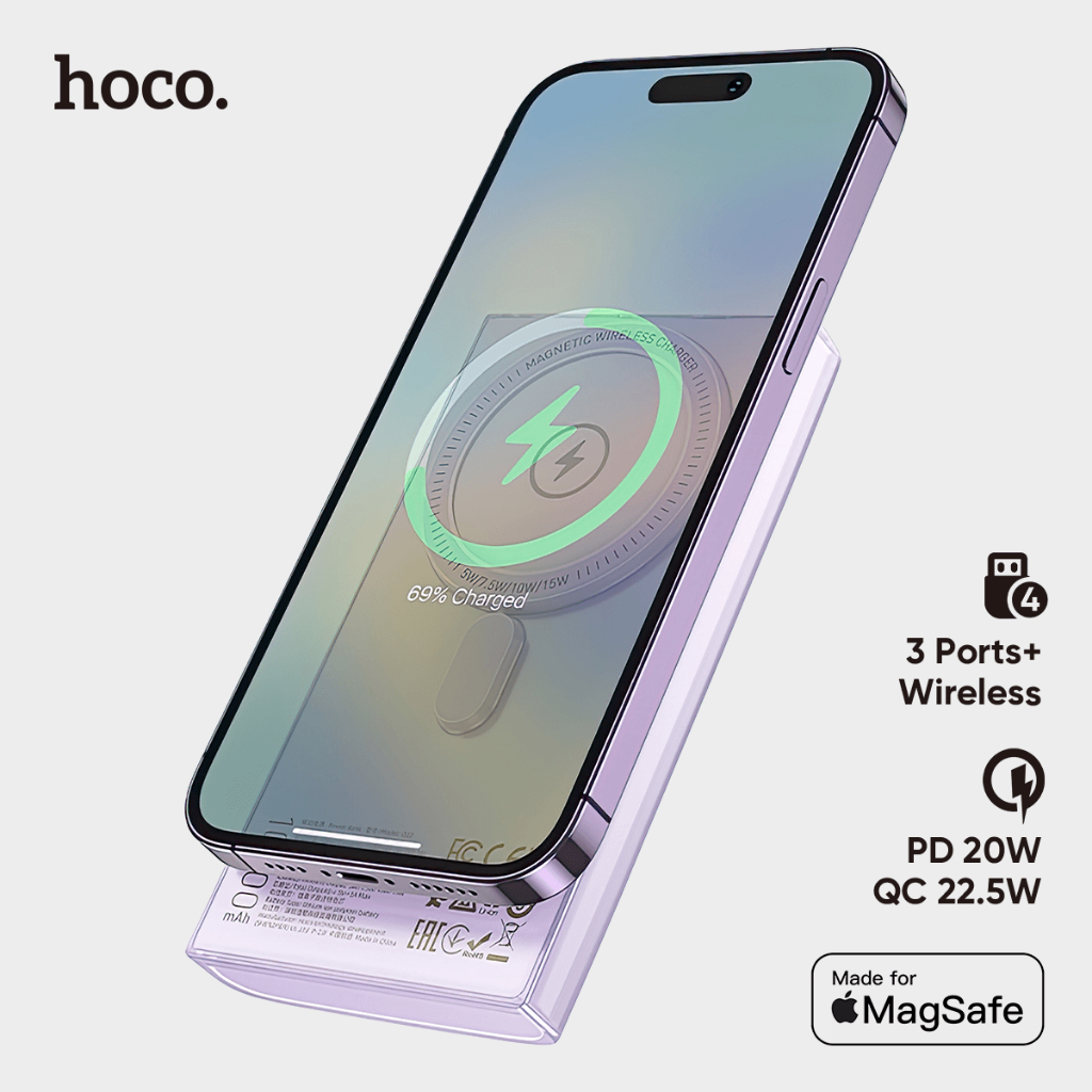 Jual Hoco Wireless Power Bank Magnetic Magsafe 22.5W Fast Charging Type ...