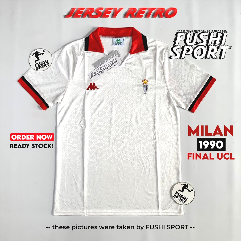 Jual RETRO | Jersey Baju Bola Milann Away 1990 Final UCL Grade Ori ...