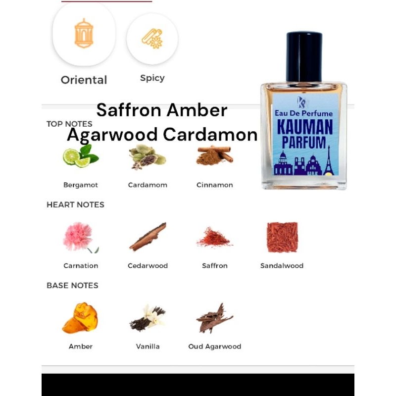 Jual Kauman Parfum Saffron Amber Agarwood Cardamon Parfum Unisex Wangi fresh segar Oud Tengah ...