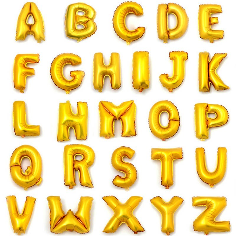 Jual Balon Foil Huruf Ukuran 16 inch 40 CM A - Z 1 PCS GOLD GLOSSY ...