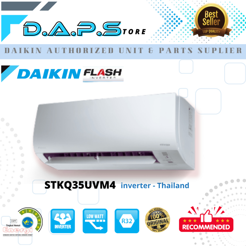 Jual AC Daikin Thailand 1,5 PK Flash Inverter FTKQ35UVM4 + RKQ35UVM4 ...