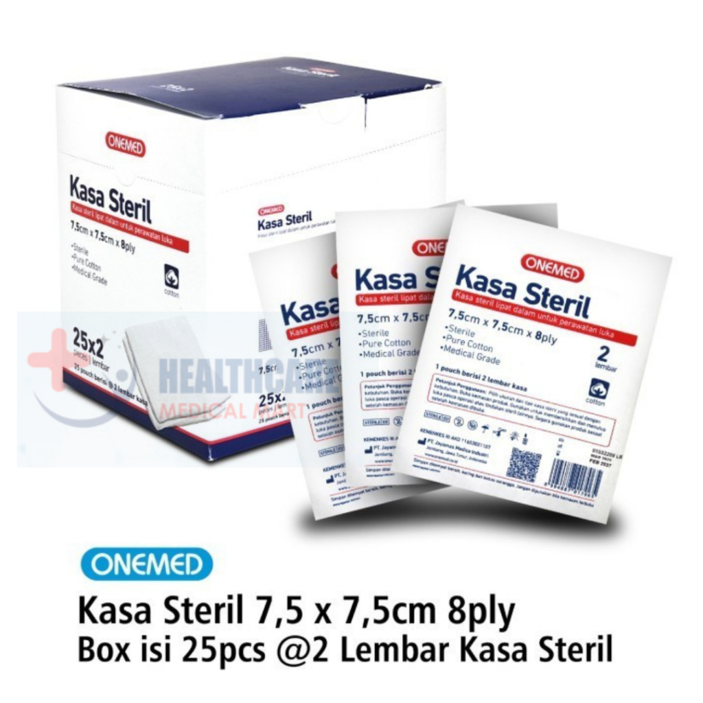 Jual Kasa Steril 7,5 x 7,5 cm OneMed 8 ply Isi 2 Lembar Box isi 25 ...