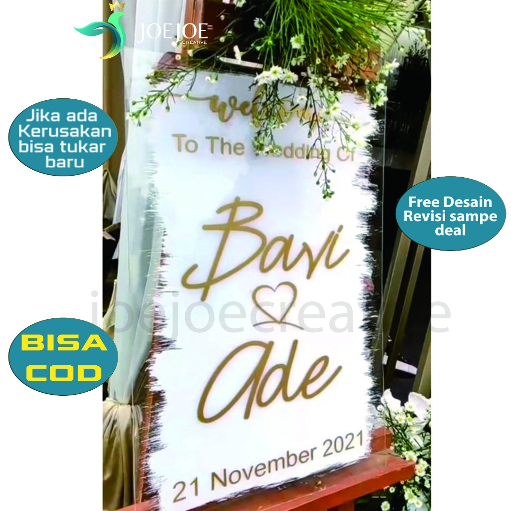 Jual Welcome Sign Akrilik 40x60 2mm wedding akrilik saja lamaran ...