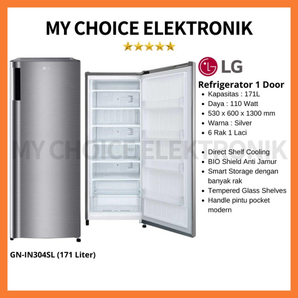 Jual LG Freezer GN-IN304SLS / GNINV-304 SL (171 Liter) | Shopee Indonesia