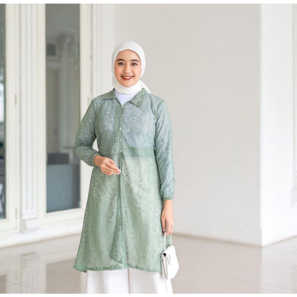 Jual Benang Raja Atasan Long Outer Brokat Lace | Shopee Indonesia