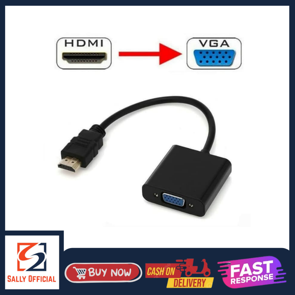 Jual Kabel HDMI To VGA Cable HDMI to VGA 1080P | Shopee Indonesia
