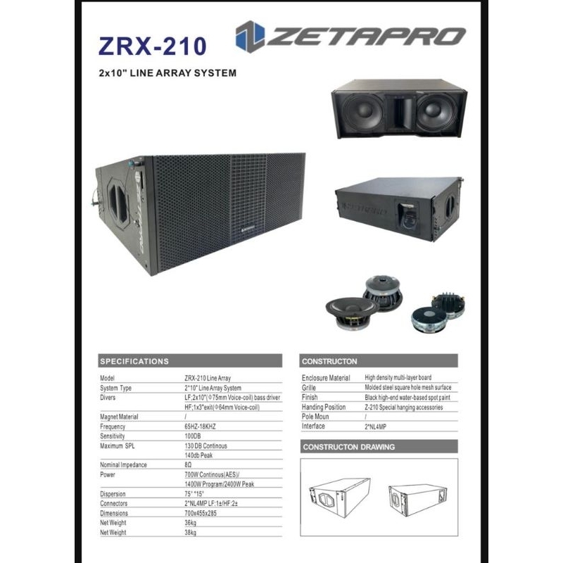 Jual SPEAKER LINE ARRAY ZETAPRO ZRX-210/ 2 x 10 INCH ZRX-210 ORIGINAL | Shopee Indonesia