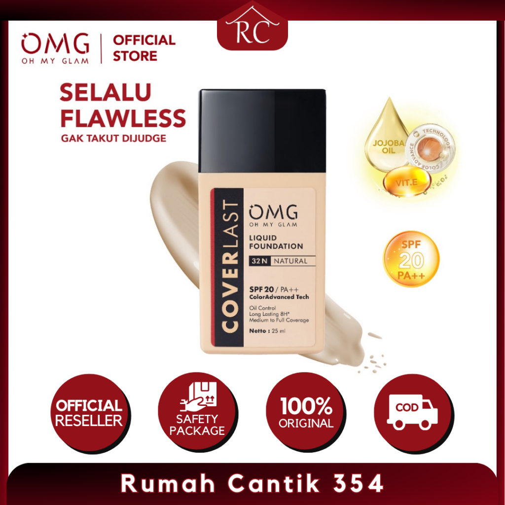 Jual OMG Oh My Glam Coverlast Liquid Foundation SPF 20 PA++ 25ml RUMAH ...