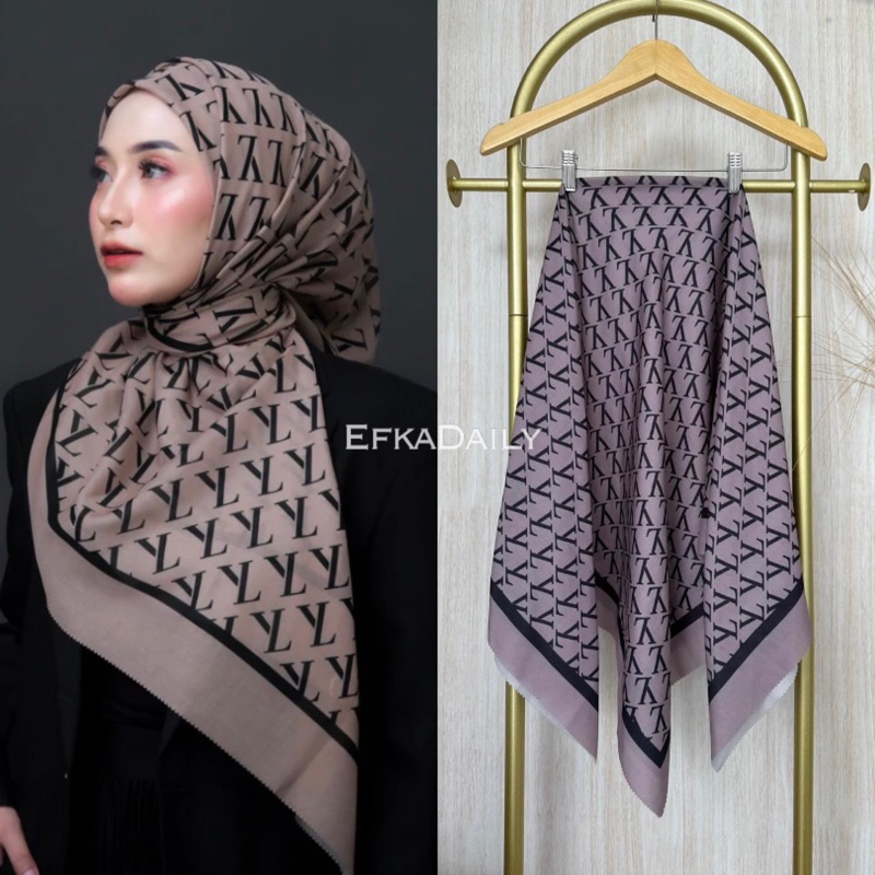 Jual Monogram Pattern Scarf LY Jilbab Voal Branded VH premium Kerudung ...