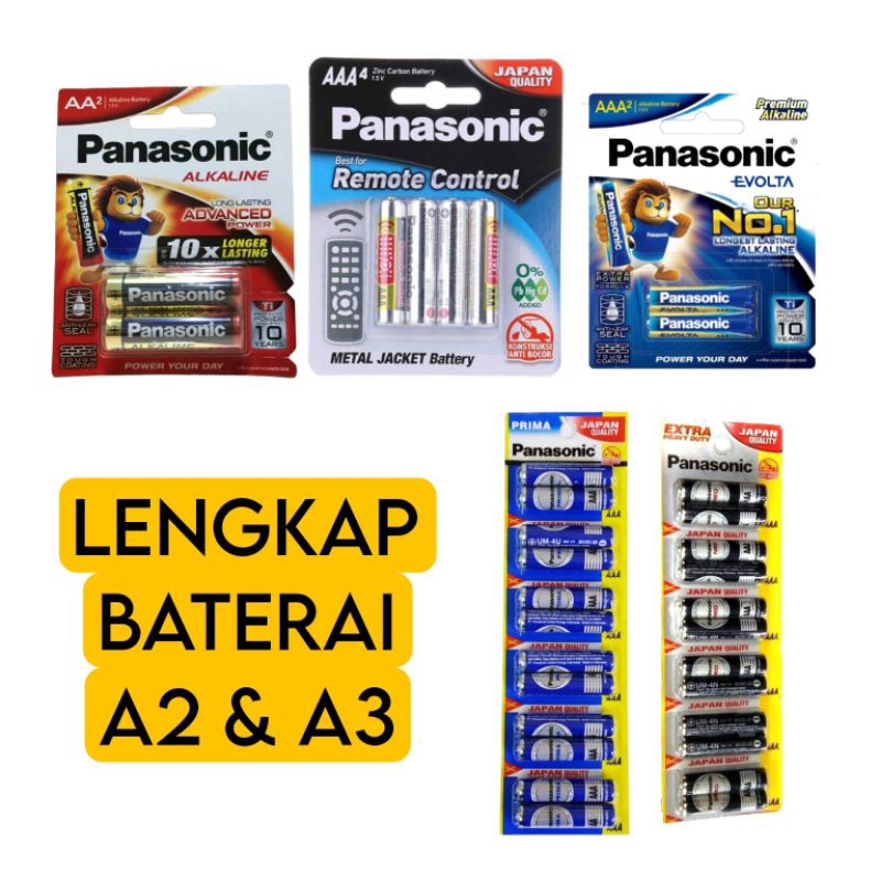 Jual BATERAI A2 & A3 Panasonic Baterai AAA Baterai AA Baterai Jam Panasonic Neo Panasonic Prima ...