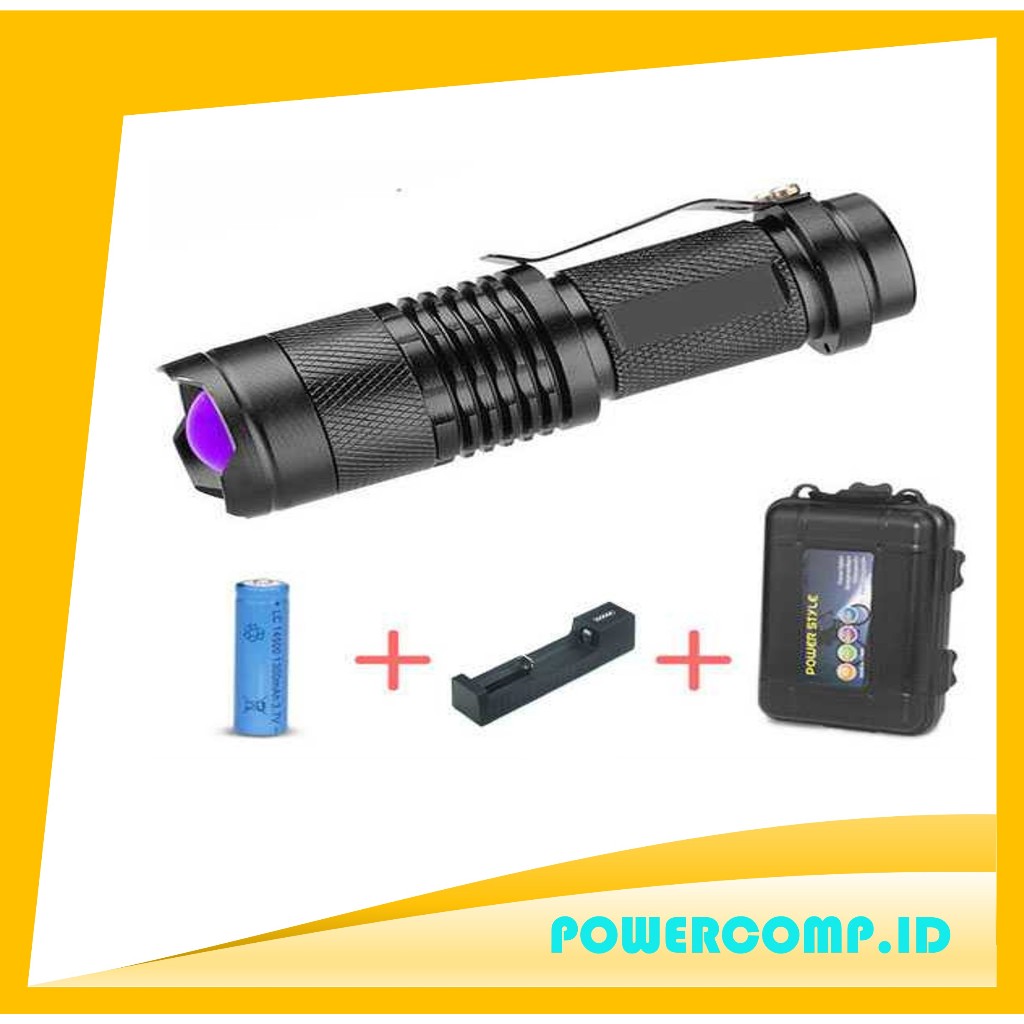 Jual Senter LED 395nm UV + Baterai + Charger + Box Pocketman P1 Senter ...