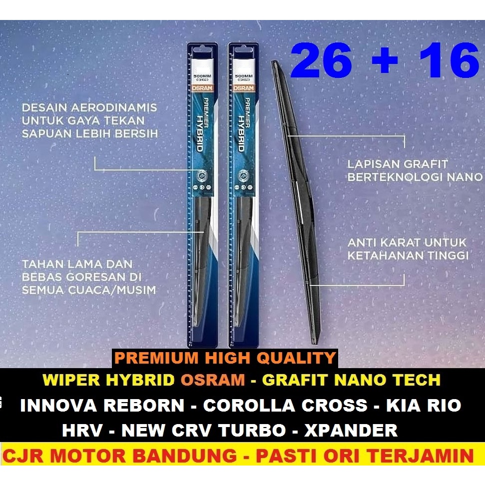 Jual PAKET Wiper HYBRID Mobil HRV INNOVA REBORN XPANDER COROLLA CROSS ...