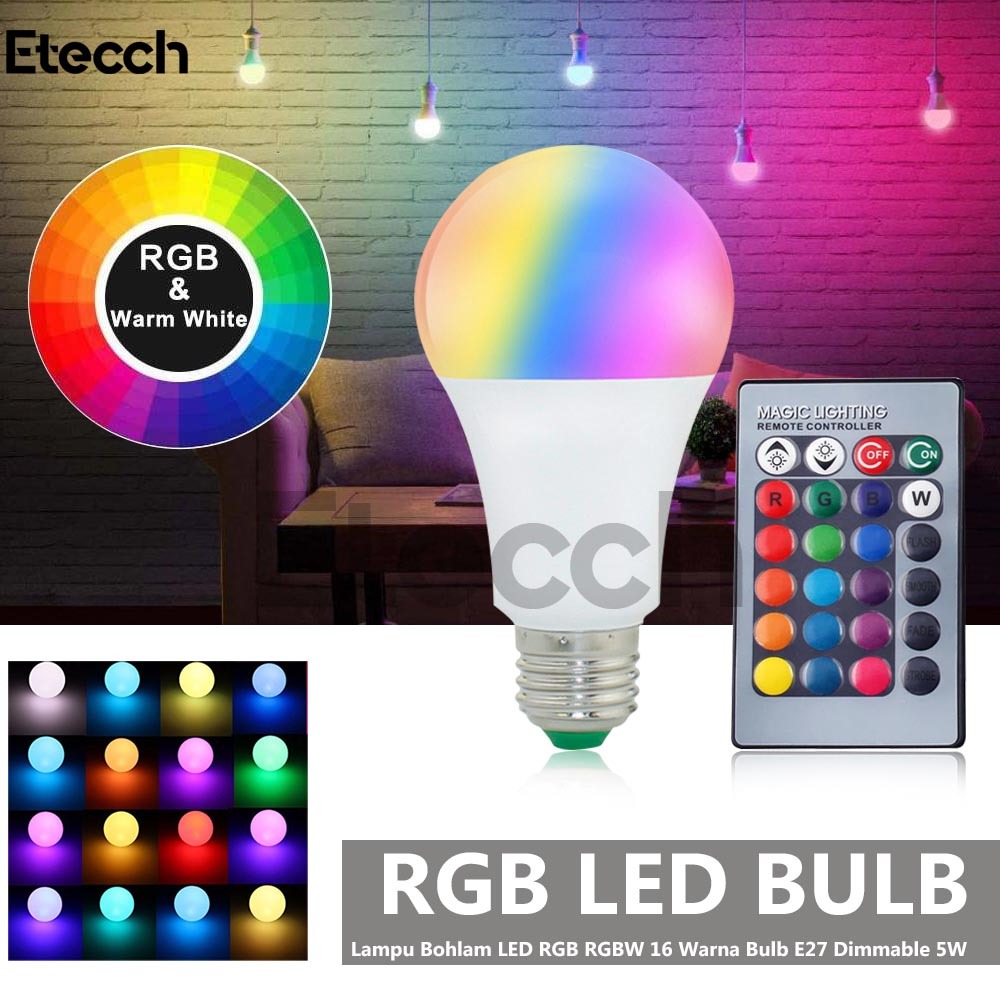 Jual Bohlam Lampu Remote Control RGB Lampu Bohlam LED RGB Daya 5 Watt ...